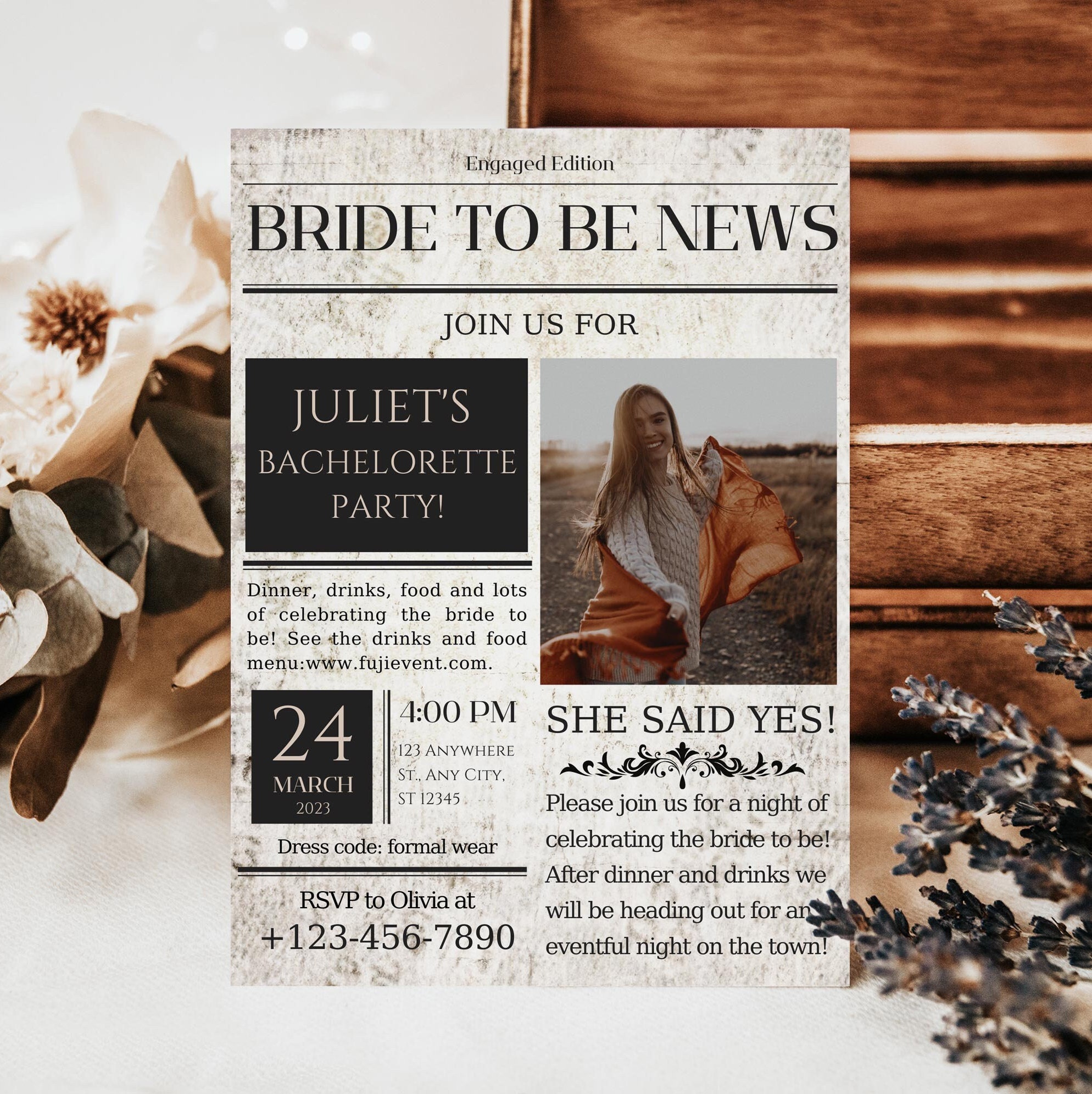 Newspaper Bachelorette Party Invitation, Photo Bachelorette Party ...