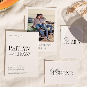 Modern Wedding Invitation Set Template, Vintage Classic Old Money ...