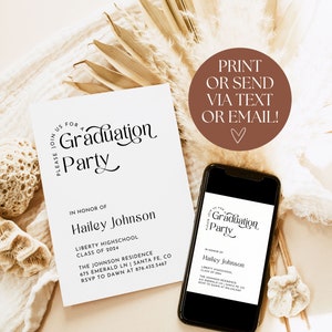 Modern Retro Photo Graduate Invite Printable Picture Highschool Grad ...