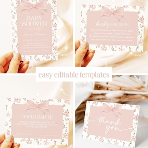 DIY Editable Coquette Shabby Chic Baby Shower Invitation Bundle ...