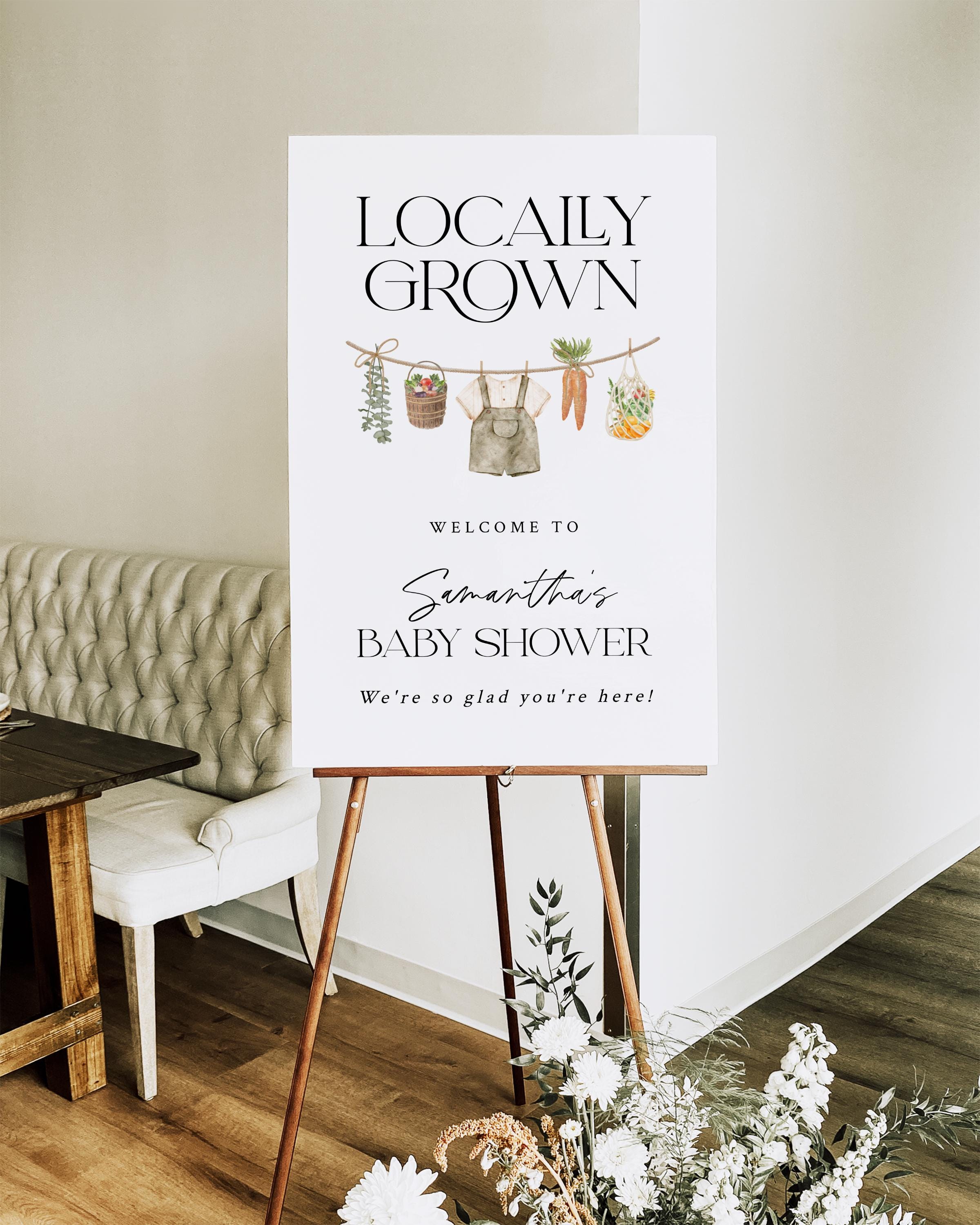 Locally Grown Baby Shower Welcome Sign, Farmers Market Baby Shower ...