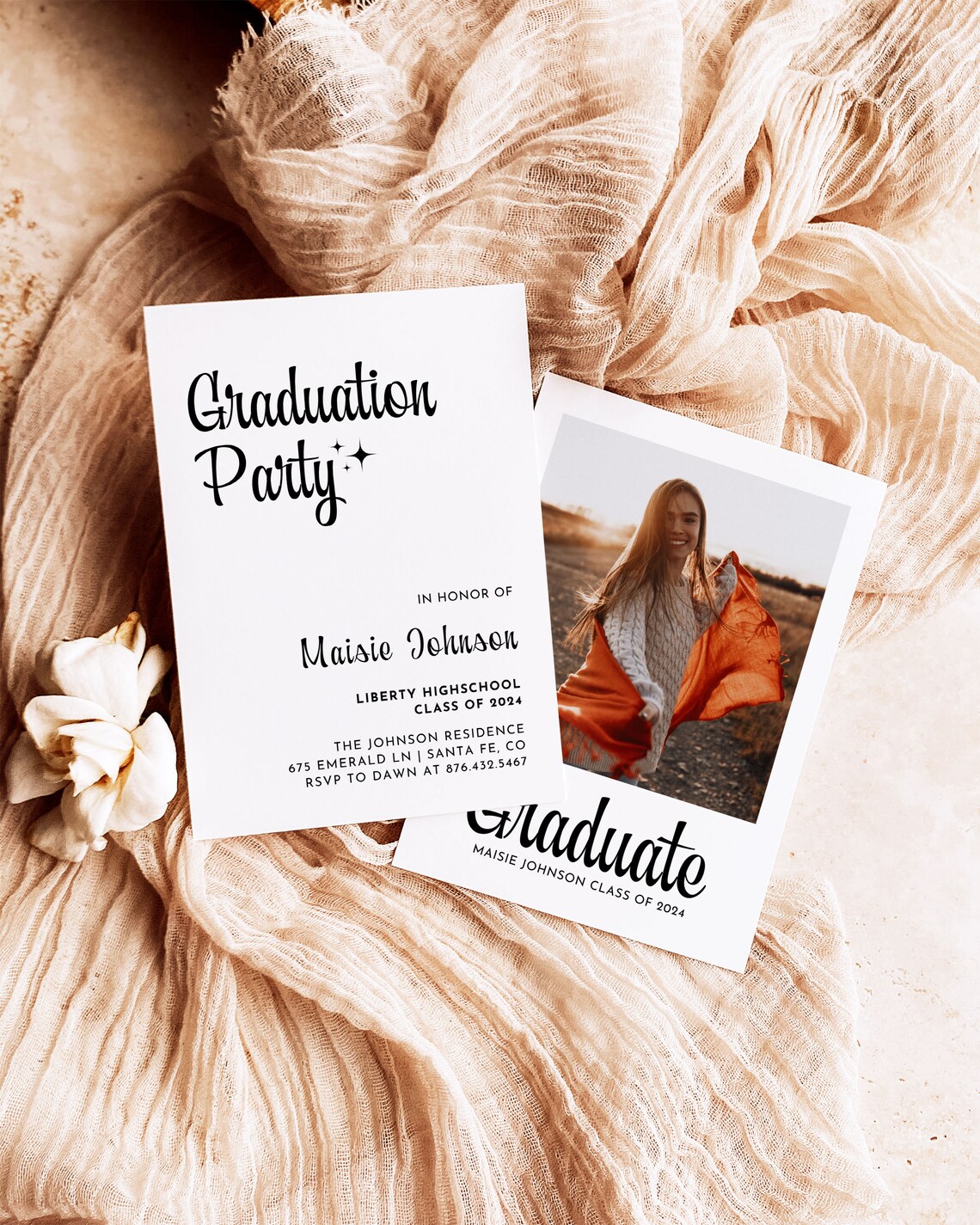 Modern Retro Graduation Party Invitation Template DIY Editable Photo ...