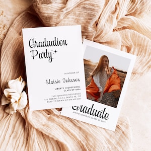 Modern Retro Graduation Party Invitation Template DIY Editable Photo ...