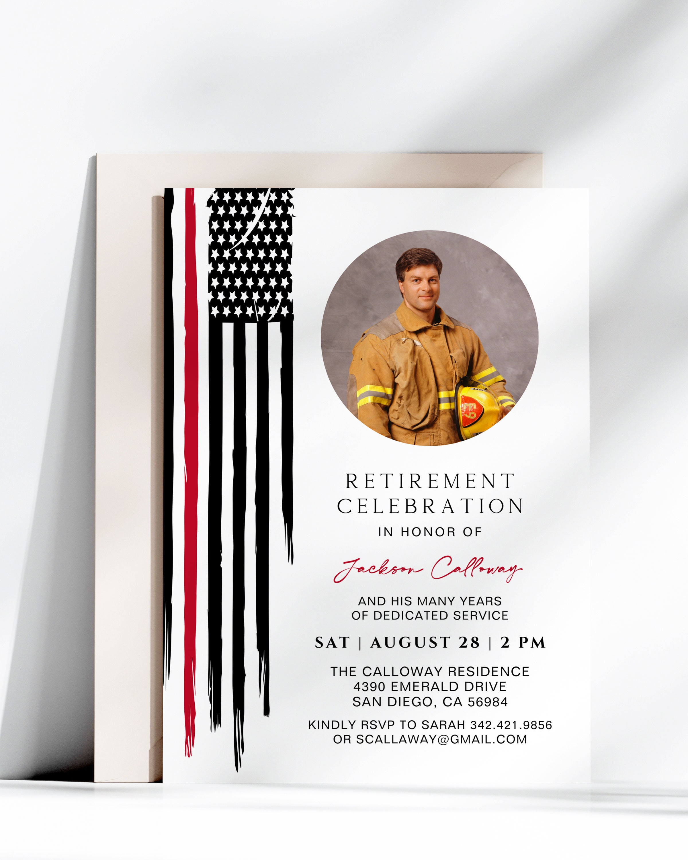 Fireman Retirement Party Invitation Template, DIY Printable Fire ...