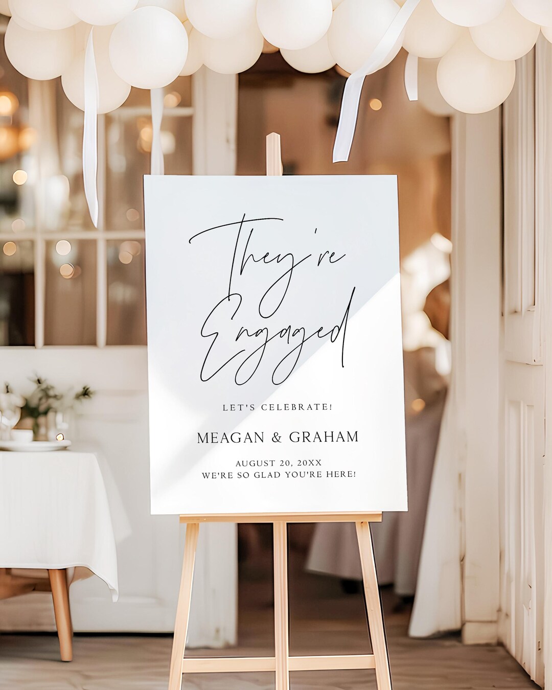 Engagement Party Welcome Sign They're Engaged Poster Modern Minimalist ...