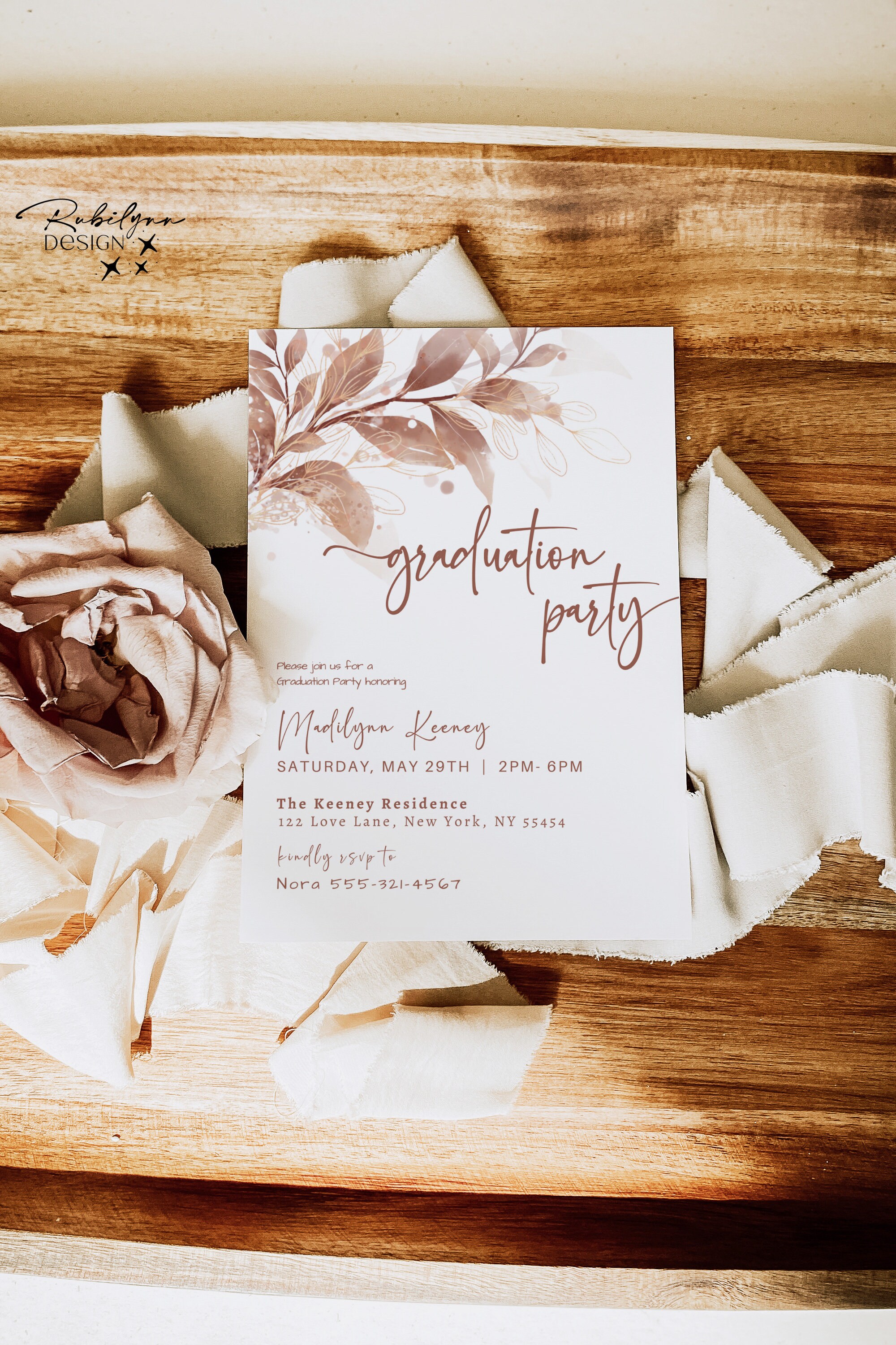 Graduation Party Invitation Template, Minimalist Graduation ...