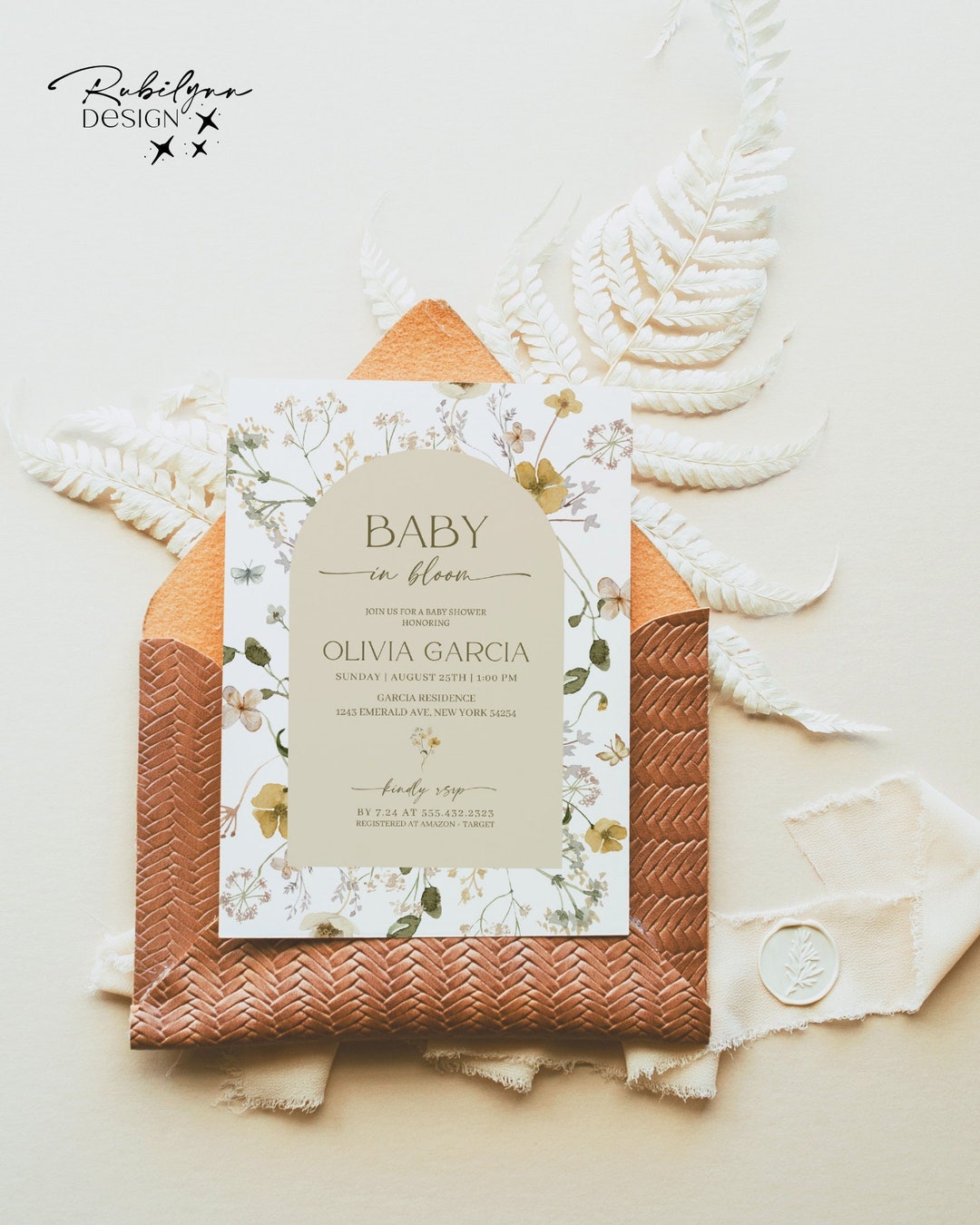 Baby in Bloom Invitation, Baby Shower Invitation, Spring Summer Floral ...