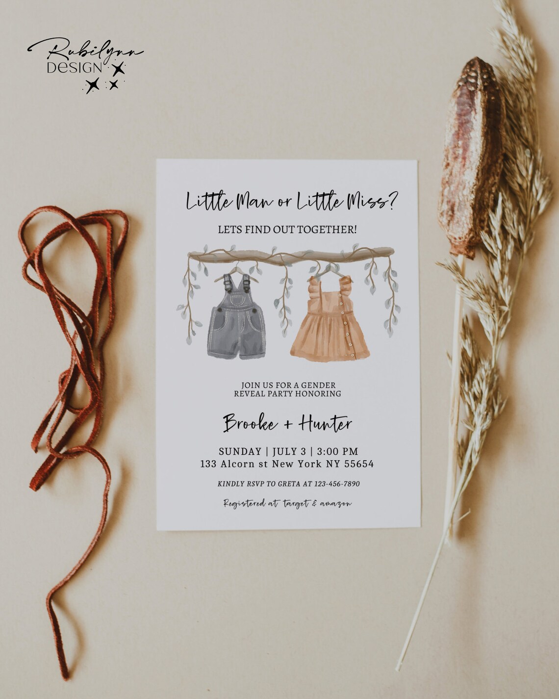 Boho Gender Reveal Invitation, Editable Gender Reveal Invite Template ...