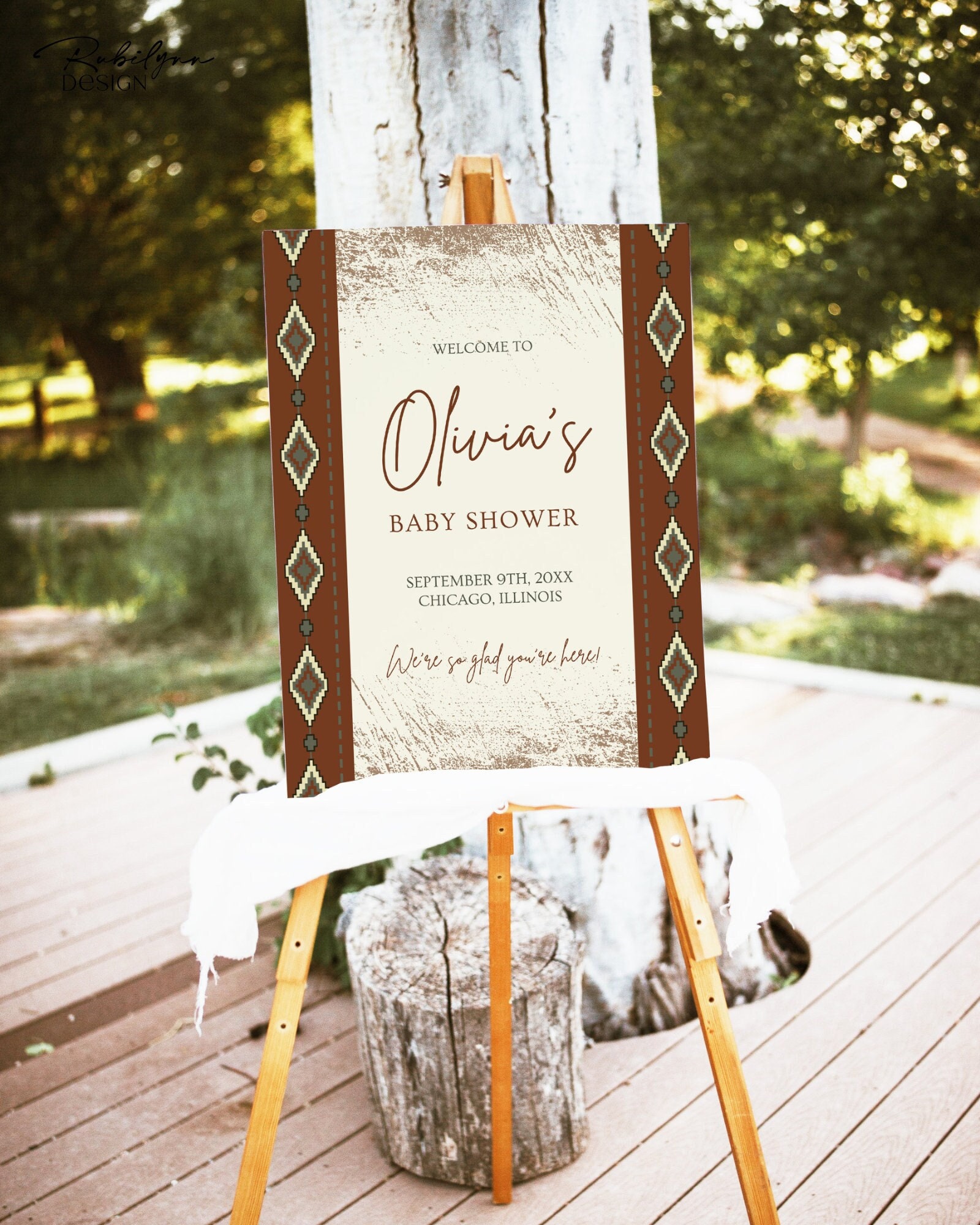 Southwestern Baby Shower Welcome Sign, Rustic Western Baby Shower Sign ...