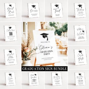 Graduation Party Sign Bundle, Editable Grad Party Templates, Printable ...