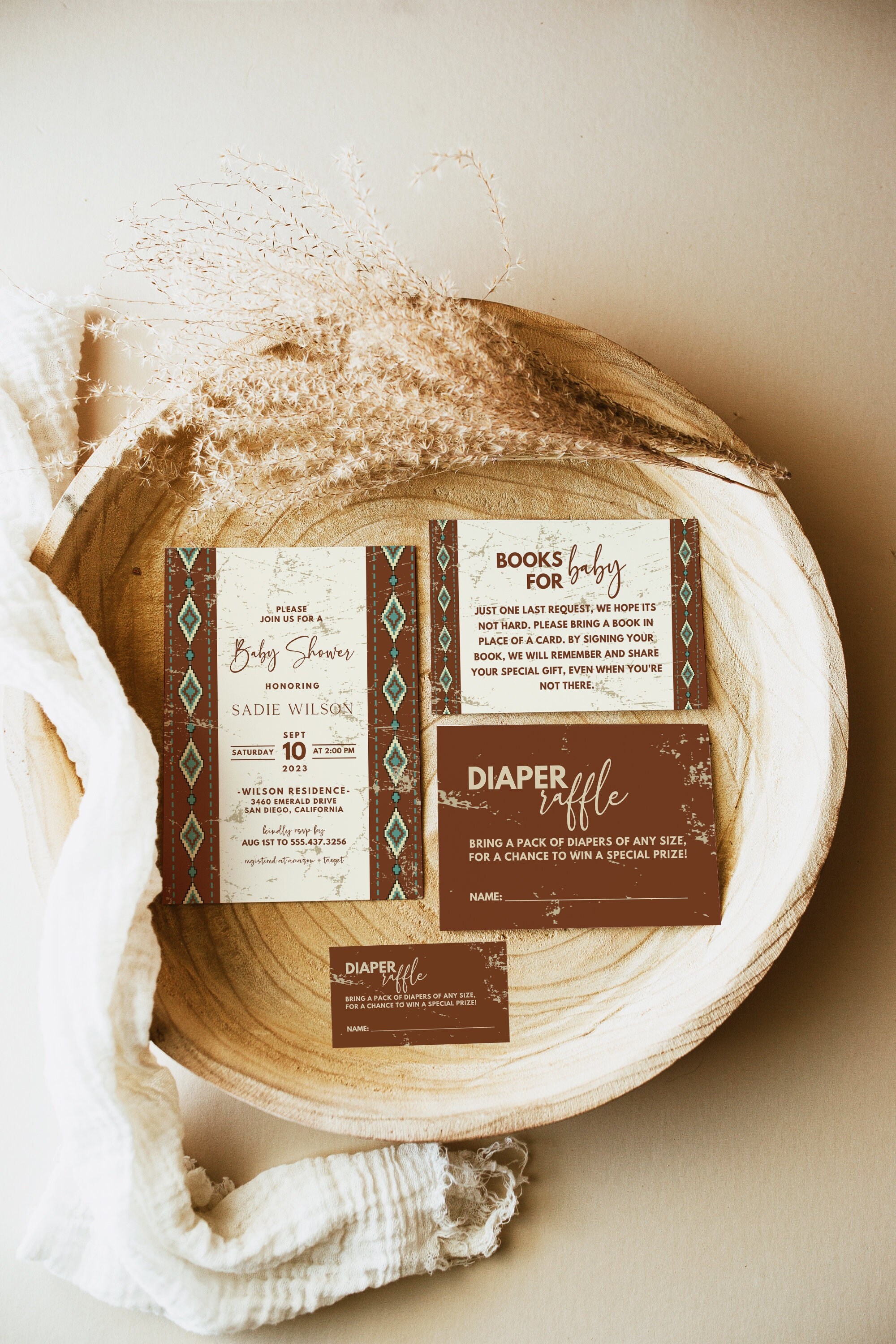 Aztec Western Baby Shower Invitation, Terracotta Aztec Invitations ...