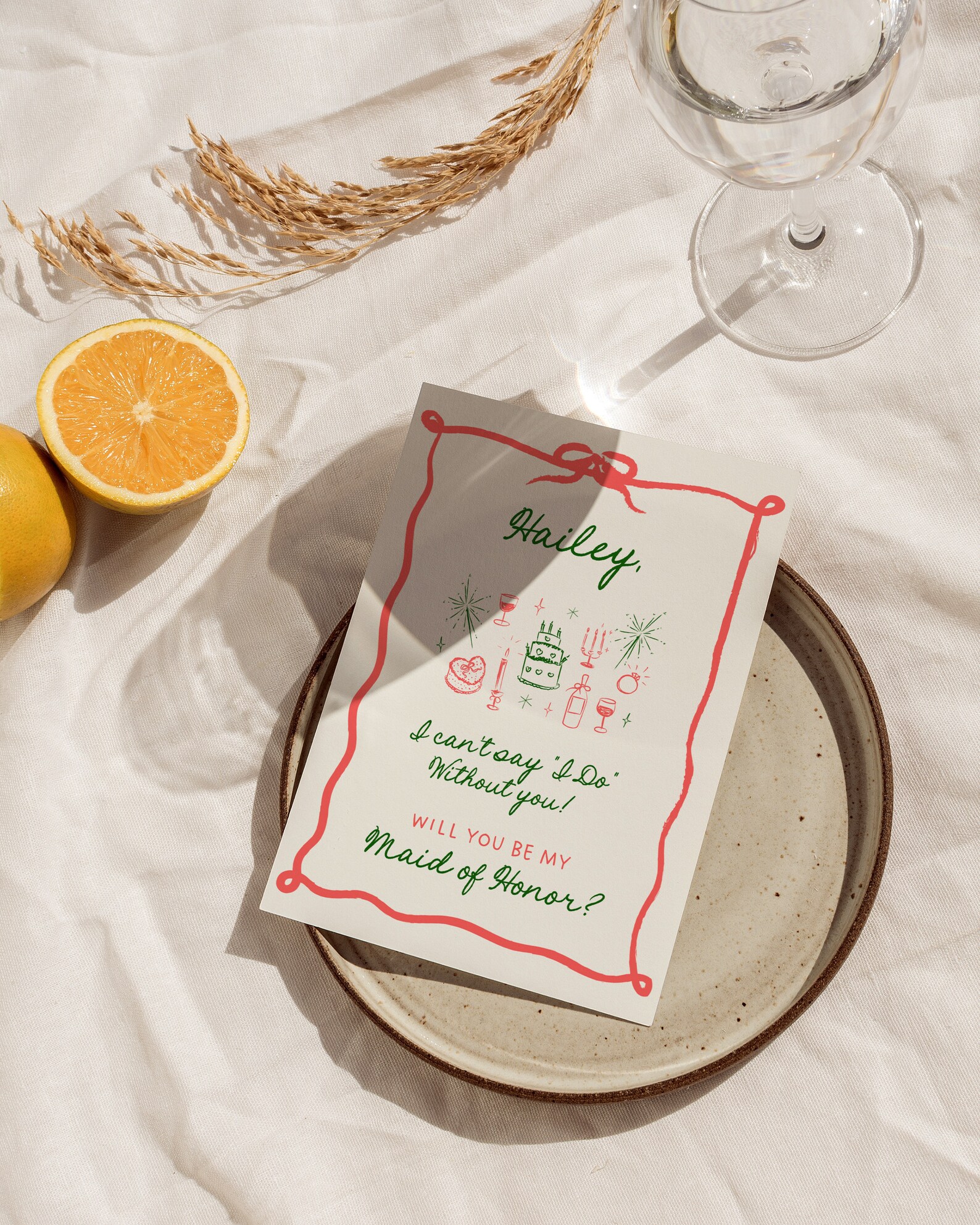 Bridesmaid Proposal Card Template, Hand Drawn Doodle Will You Be My ...