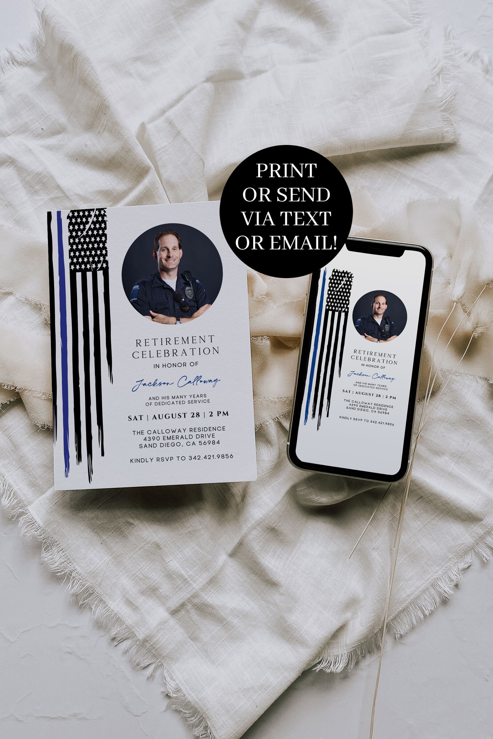 Police Retirement Invitation Template DIY Editable Printable Police ...