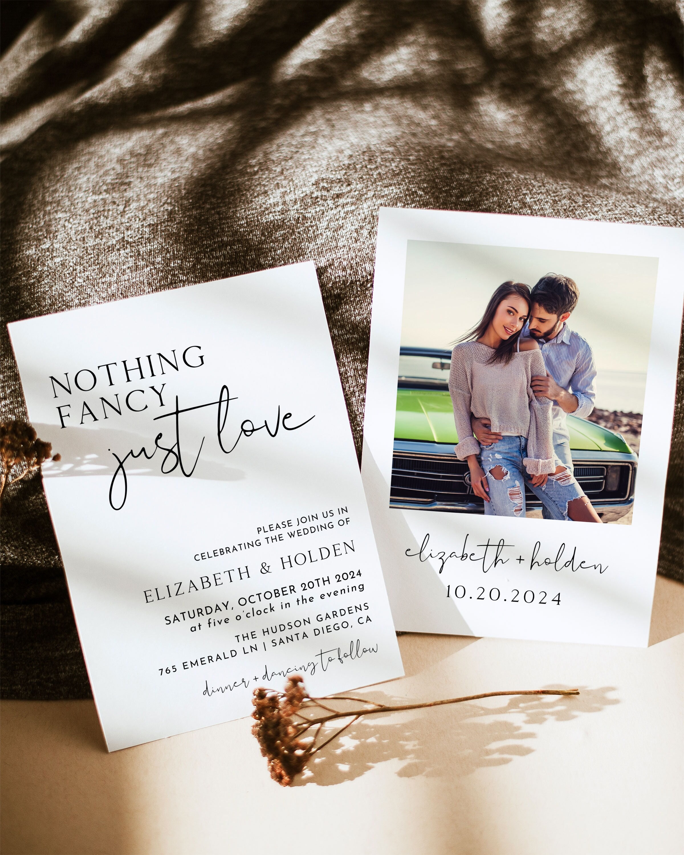 Modern Minimalist Wedding Invitation Template, DIY Editable Photo Event ...