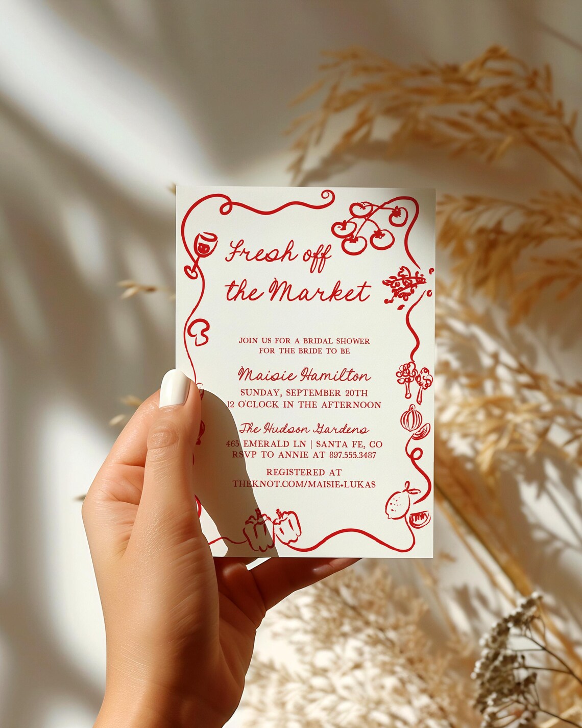 Off the Market Bridal Shower Invitation Template, Editable Hand Drawn ...