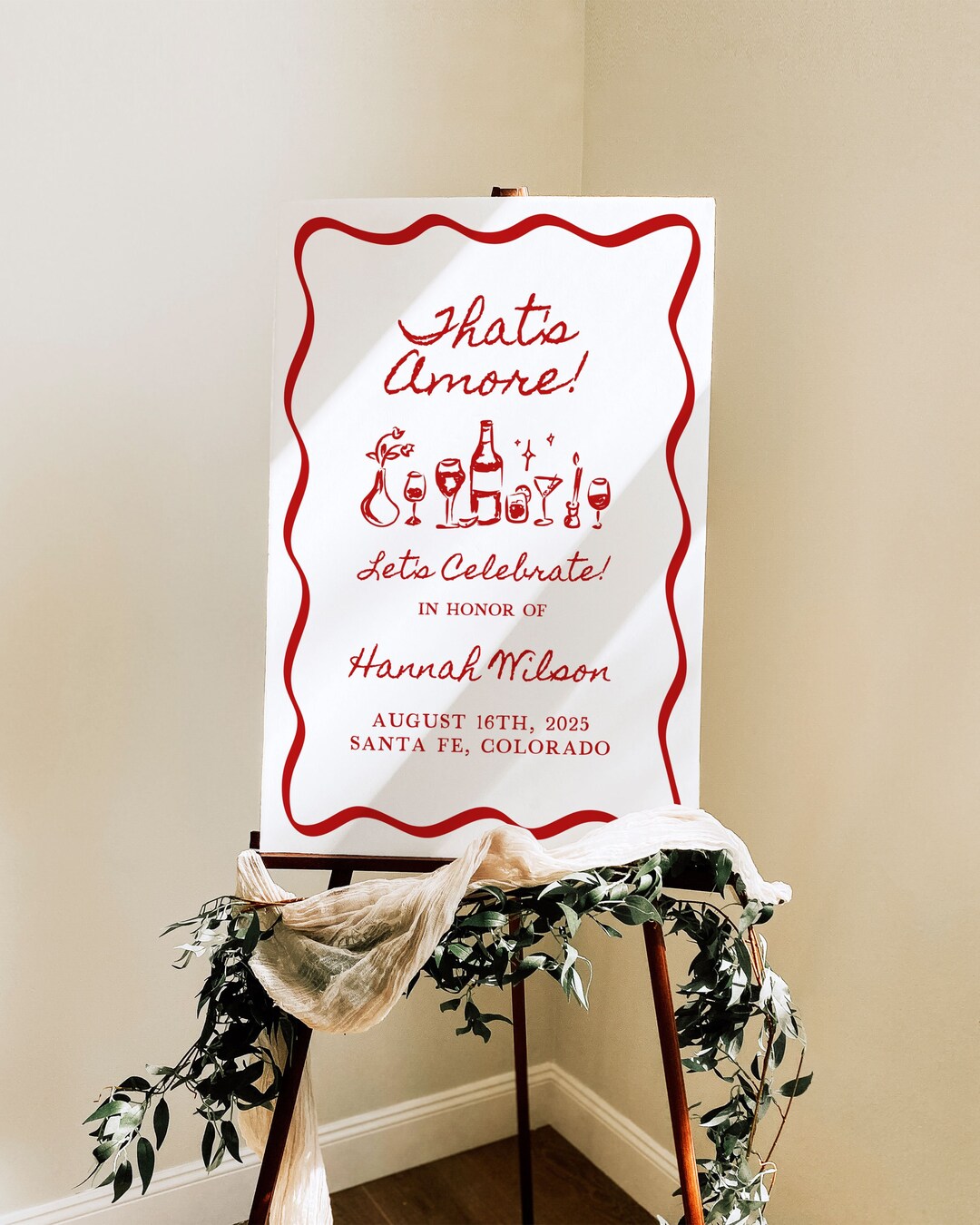 Thats Amore Party Welcome Sign Template, Hand Drawn French Style ...