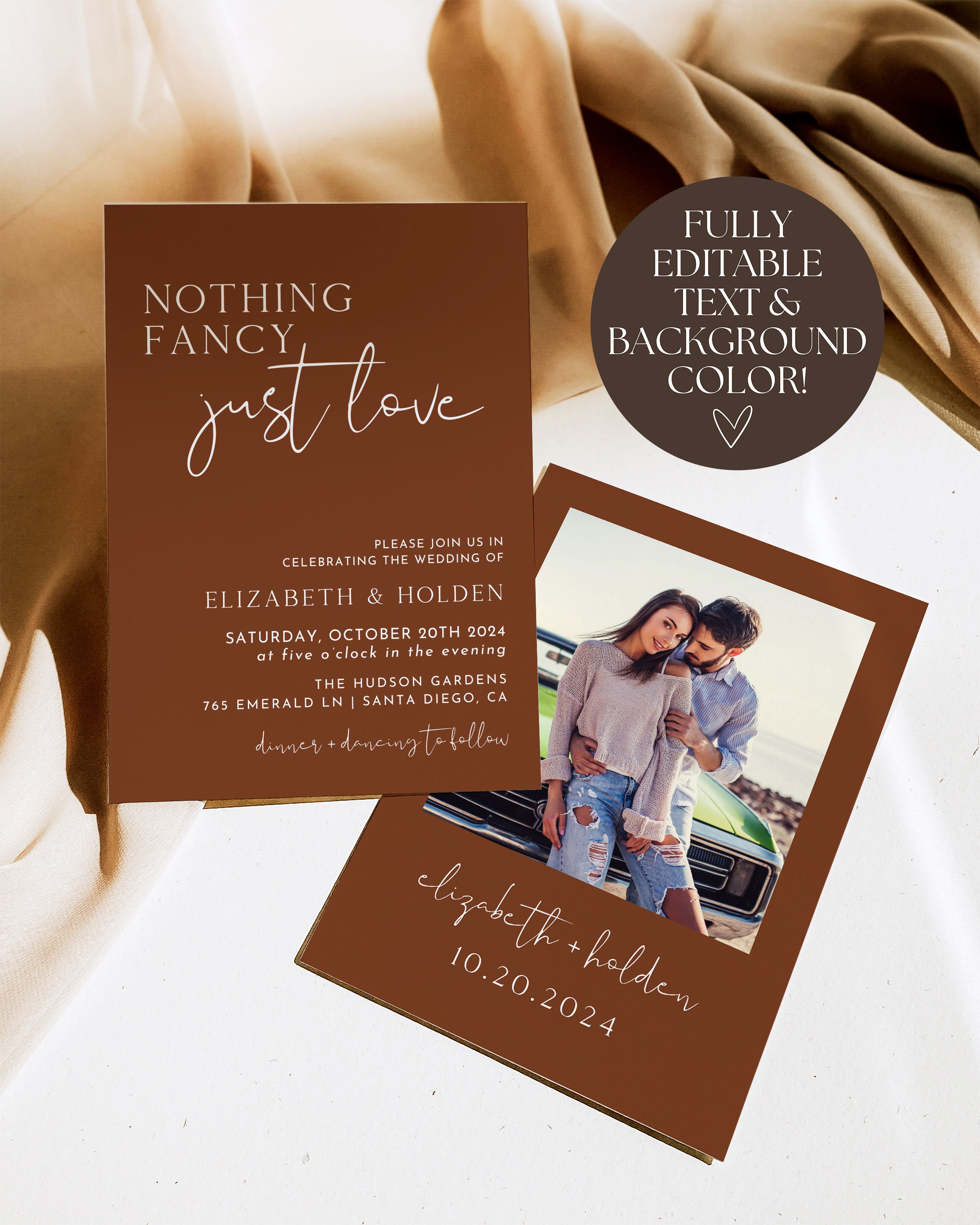 Modern Minimalist Wedding Invitation Template, DIY Editable Photo Event ...