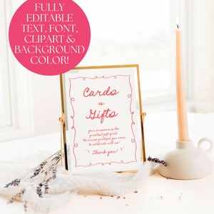 Hand Drawn Cards and Gifts Sign Template, DIY Editable Handwritten ...