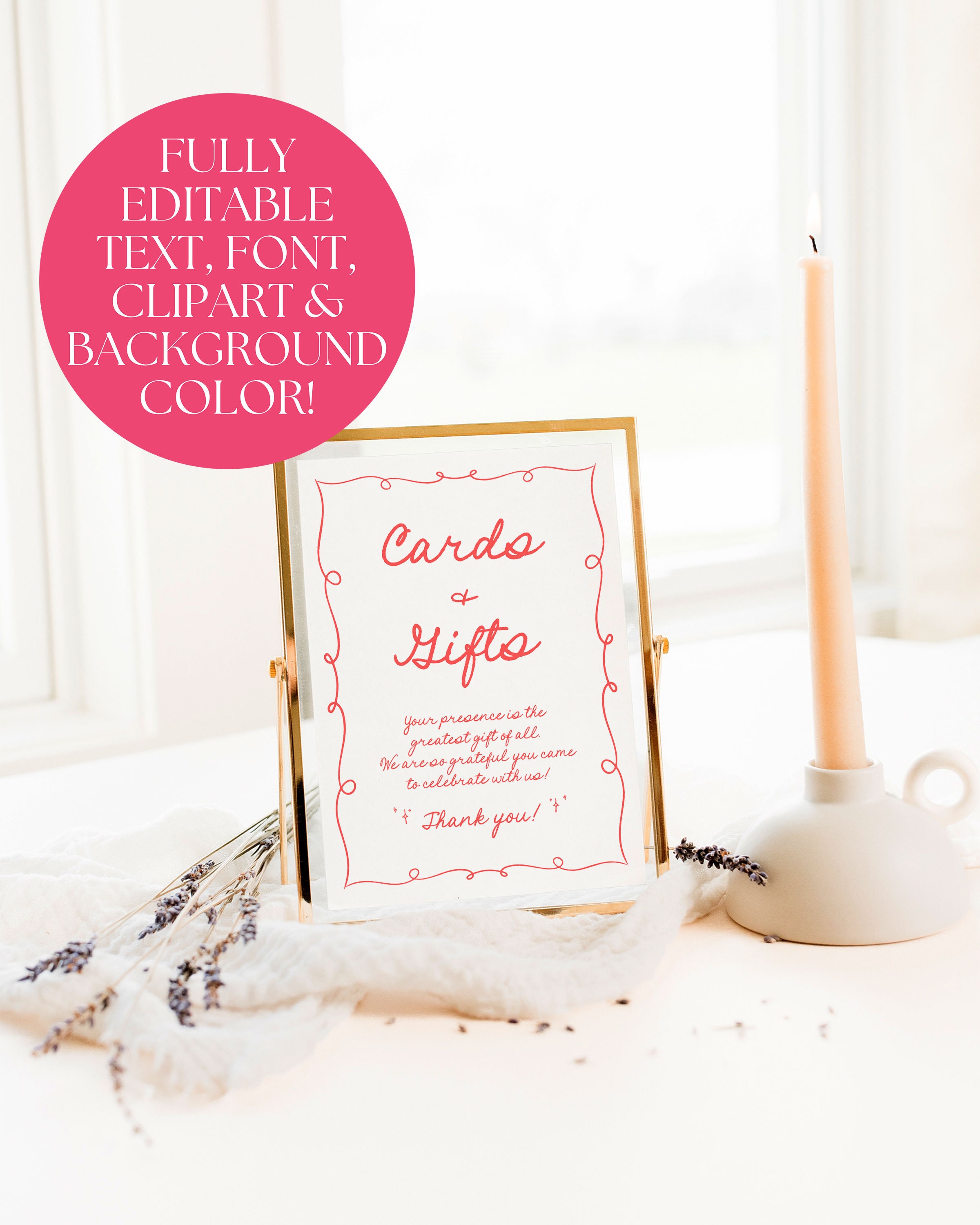 Hand Drawn Cards and Gifts Sign Template, DIY Editable Handwritten ...