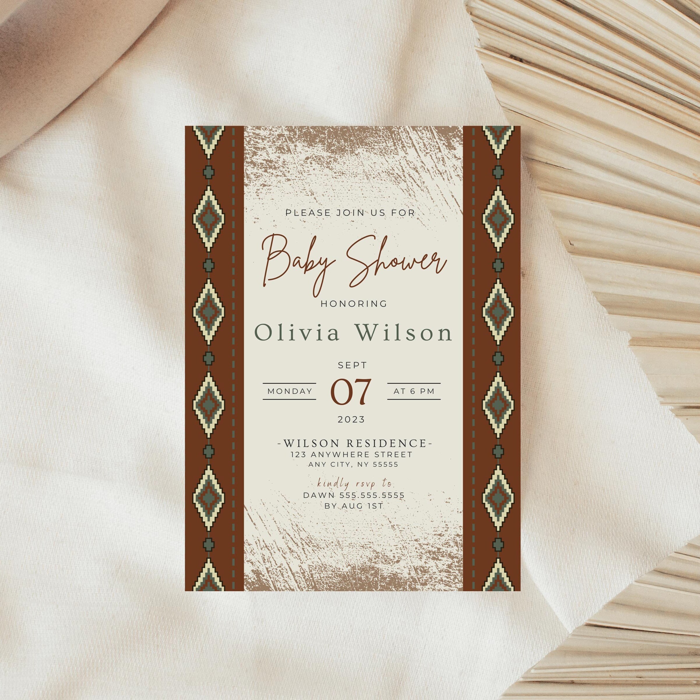Aztec Western Baby Shower Invitation Terracotta Aztec - Etsy