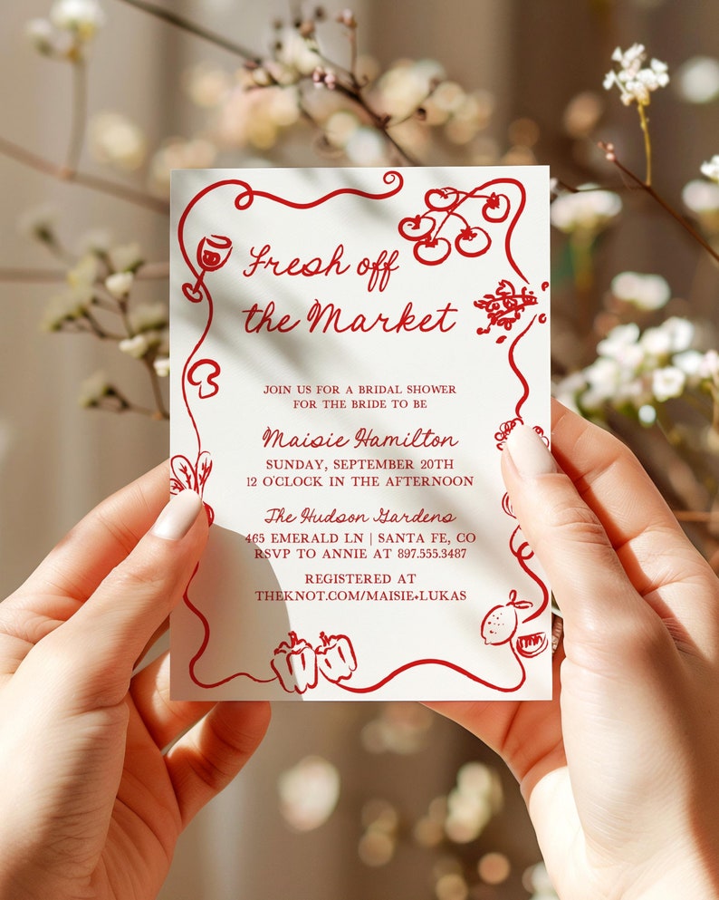 Off the Market Bridal Shower Invitation Template, Editable Hand Drawn ...