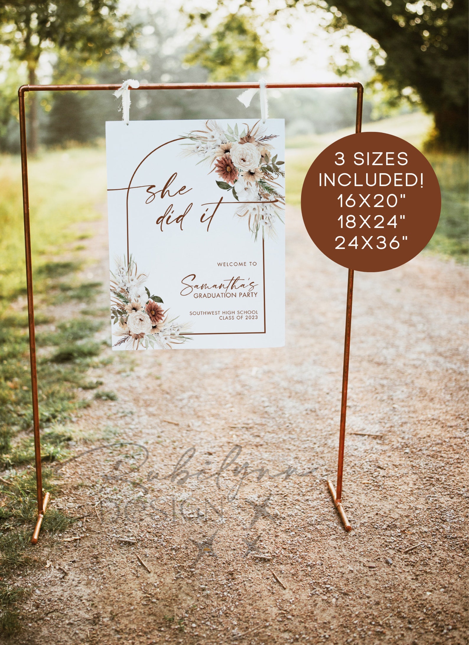 Bohemian Graduation Welcome Sign Template Terracotta Graduation Welcome ...