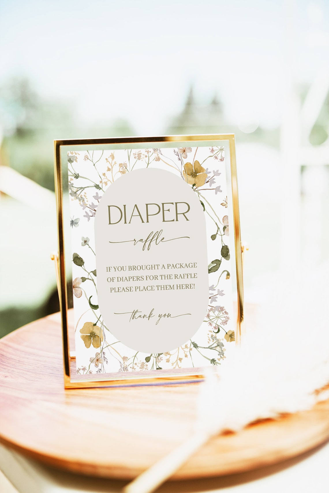 Wildflower Baby Shower Diaper Raffle Sign and Raffle Tickets, Diaper ...