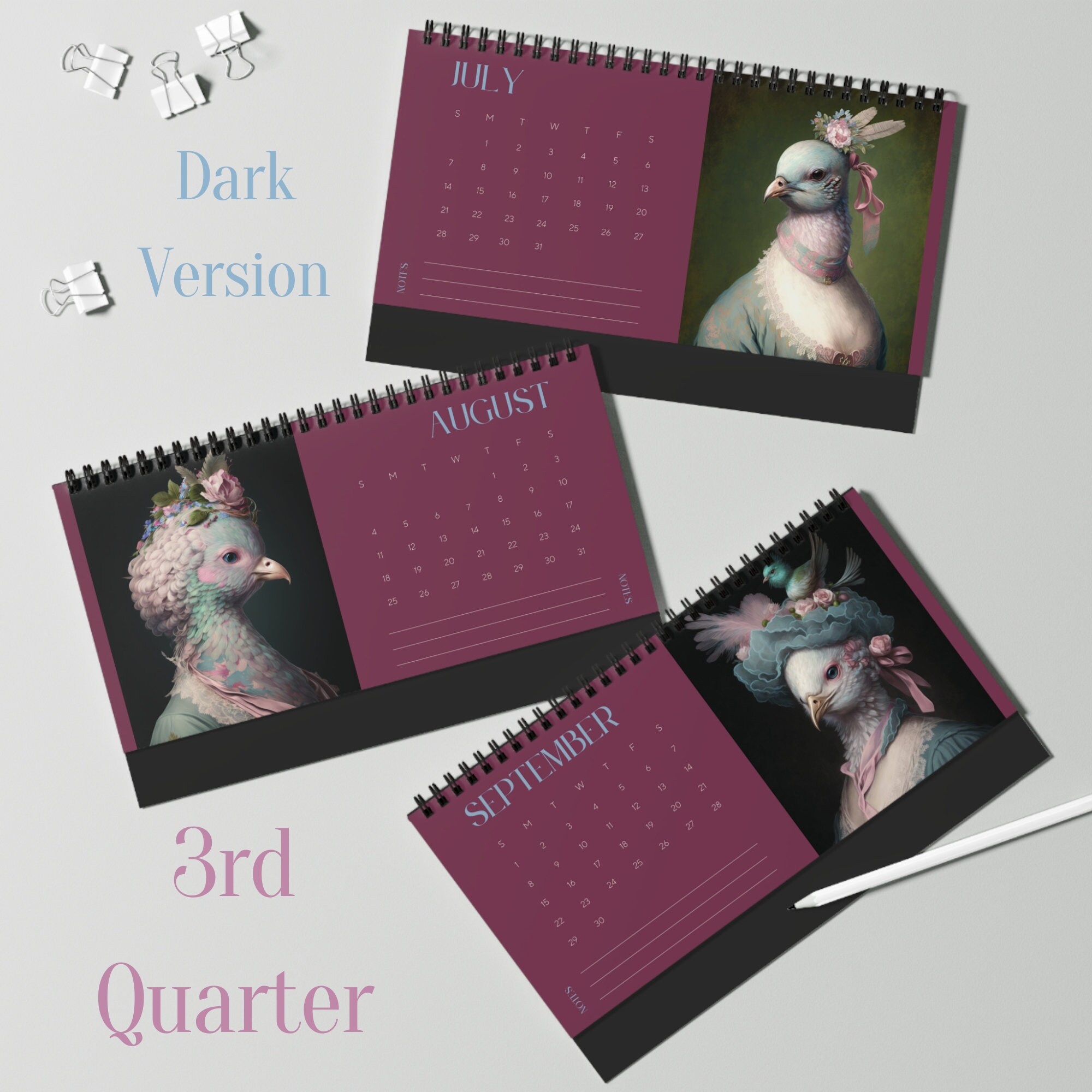 Bird Calendar 2024 Desk Calendar for 18th Century French Fashion Lovers ...