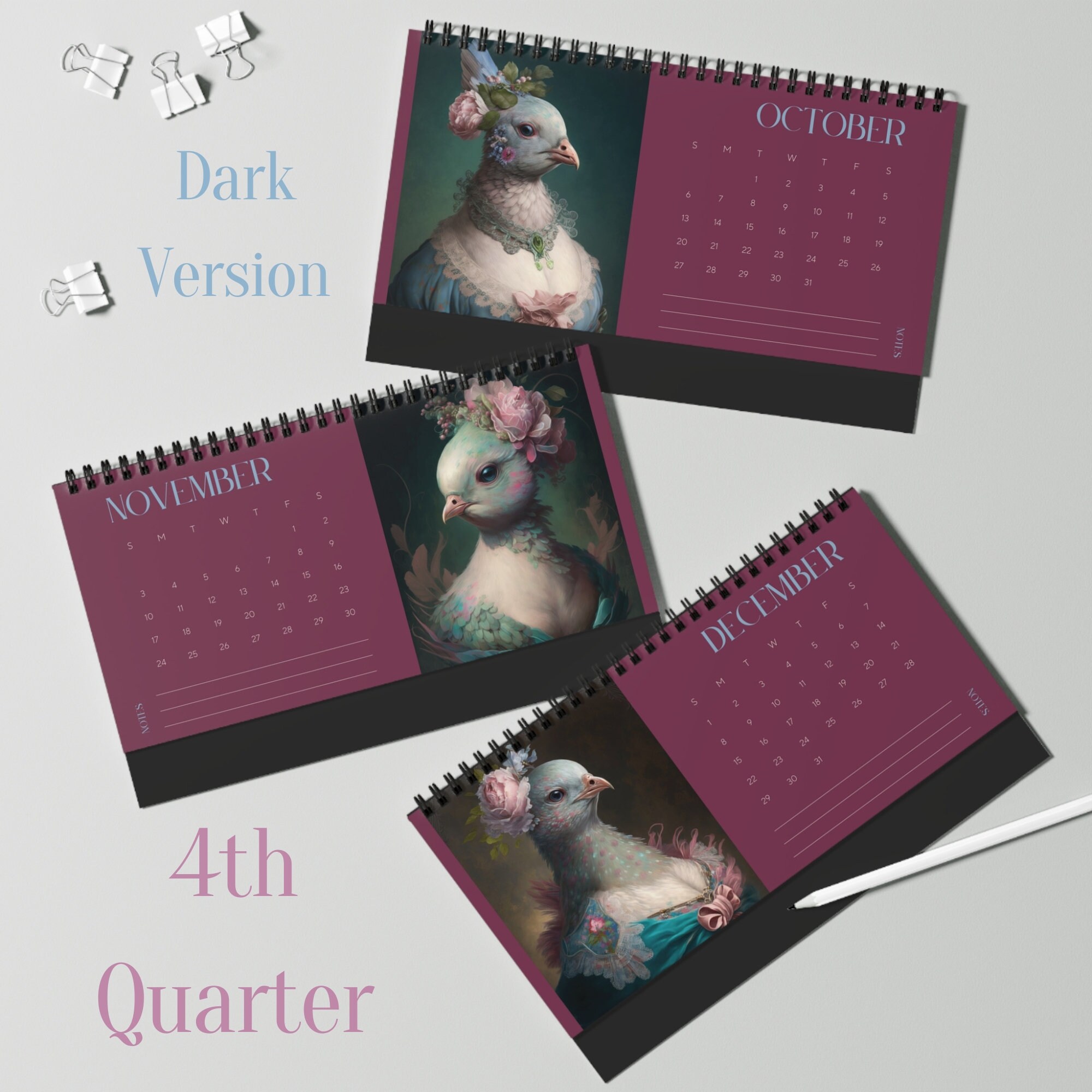 Bird Calendar 2024 Desk Calendar for 18th Century French Fashion Lovers ...