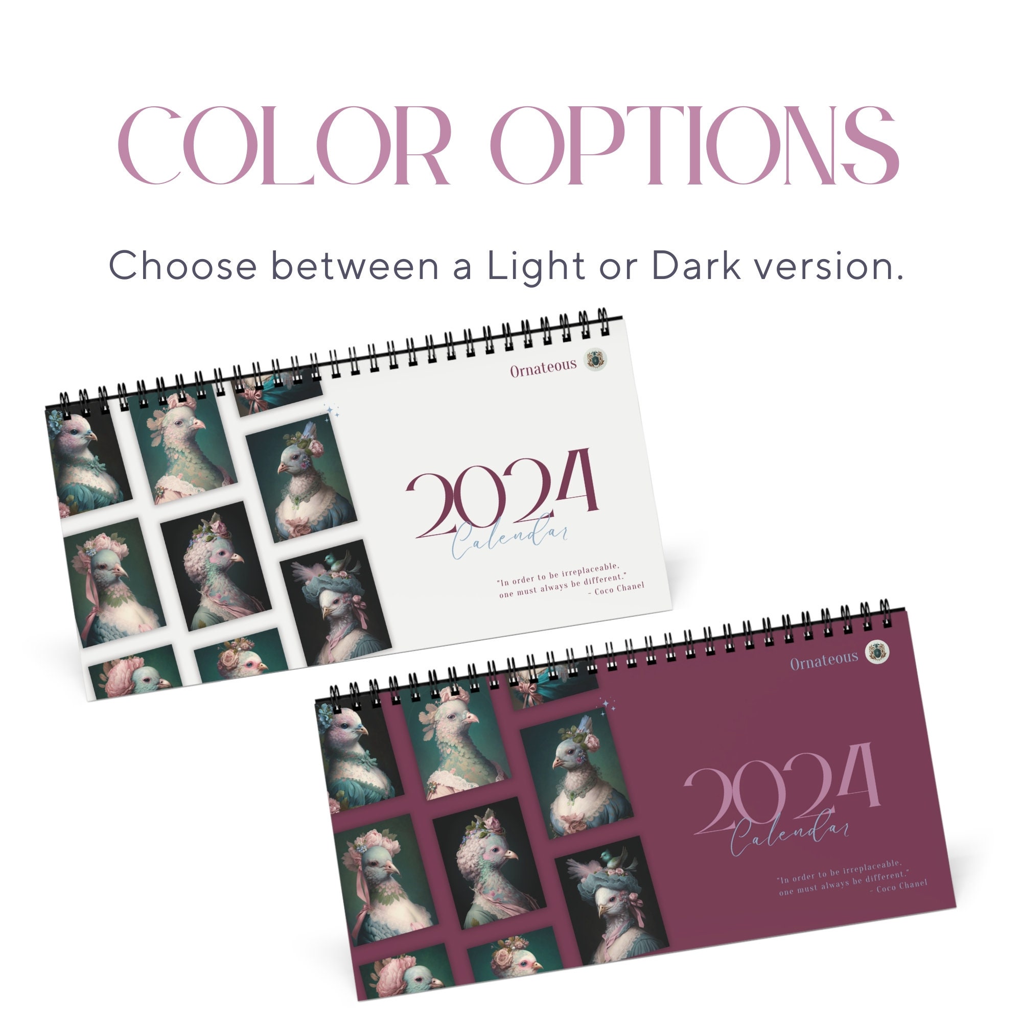 Bird Calendar 2024 Desk Calendar for 18th Century French Fashion Lovers ...