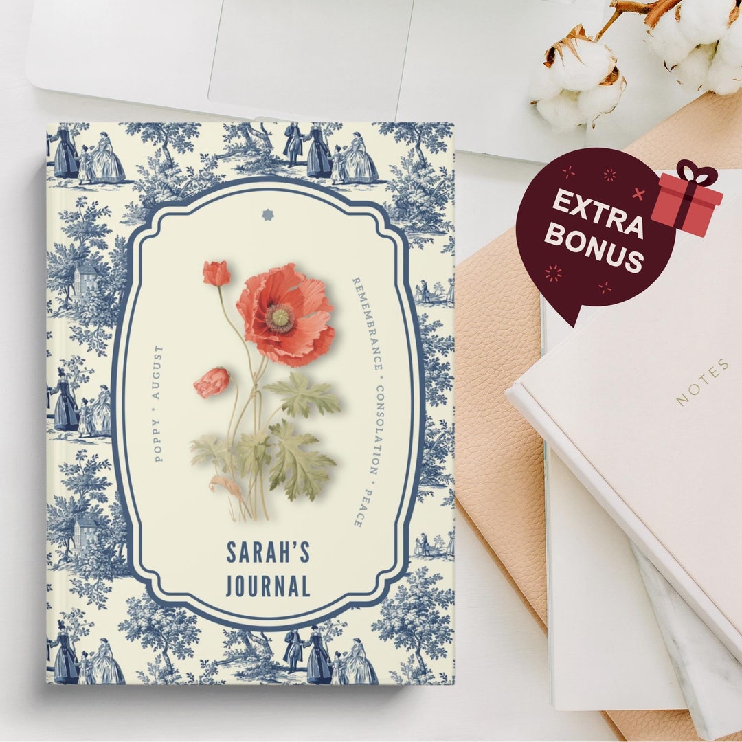 Personalized Birth Flower Journal: Custom Name, Flower, and Color for ...