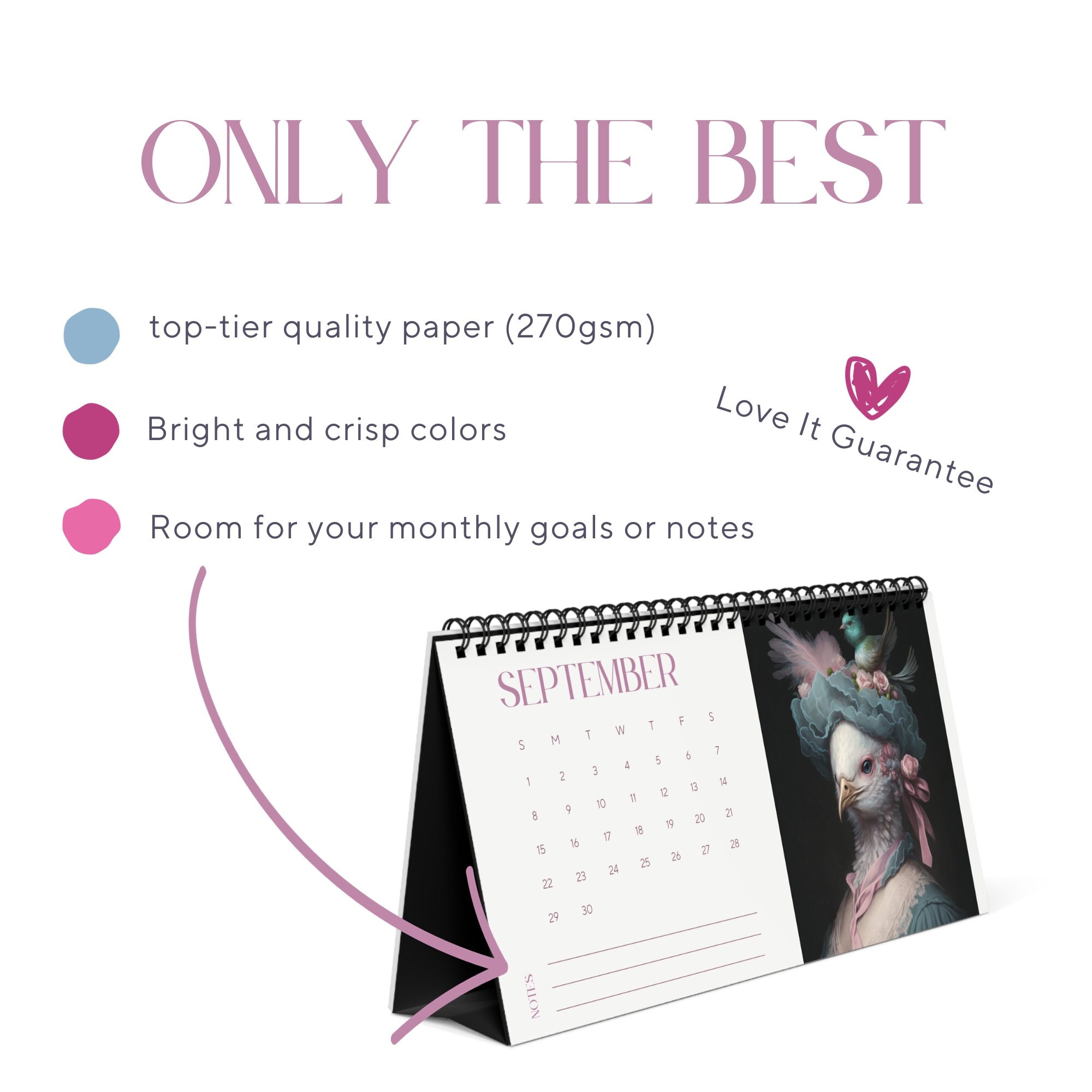 Bird Calendar 2024 Desk Calendar for 18th Century French Fashion Lovers ...