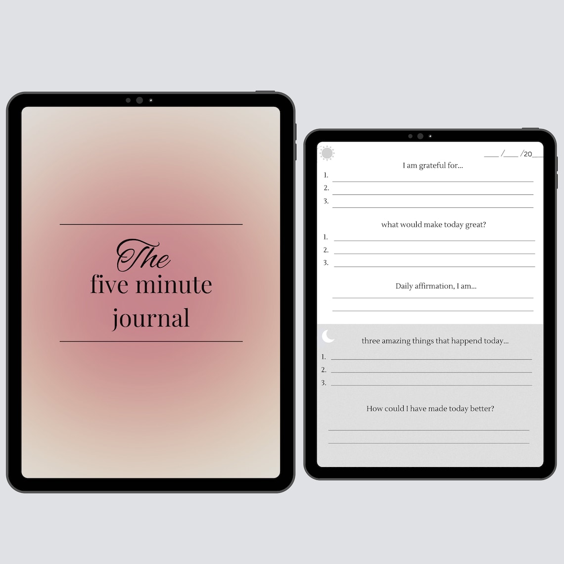 FIVE MINUTE JOURNAL | Five Minute Self Care Journal | Digital Download ...