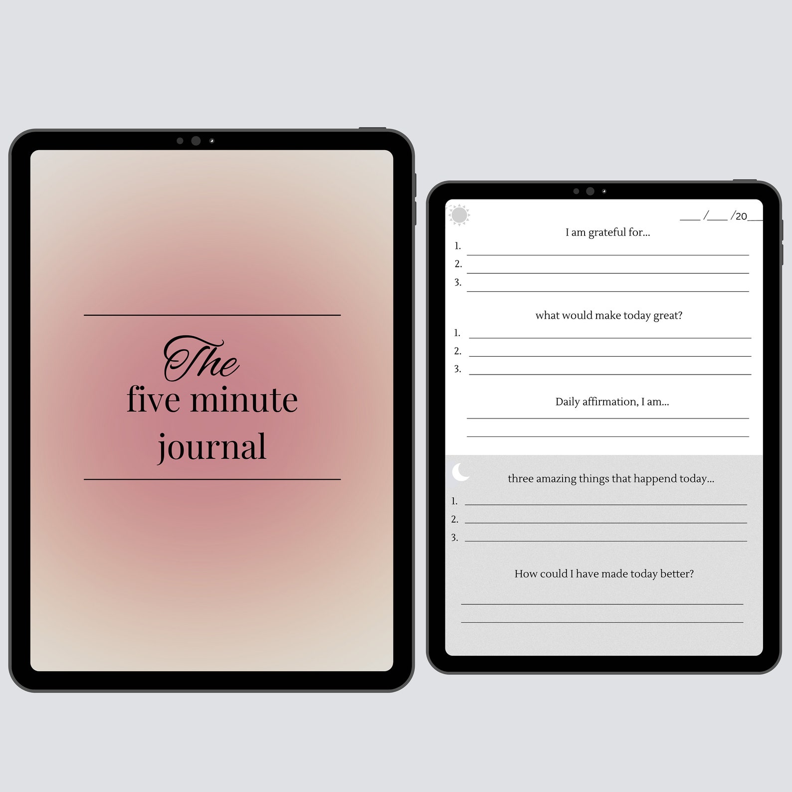 FIVE MINUTE JOURNAL | Five Minute Self Care Journal | Digital Download ...