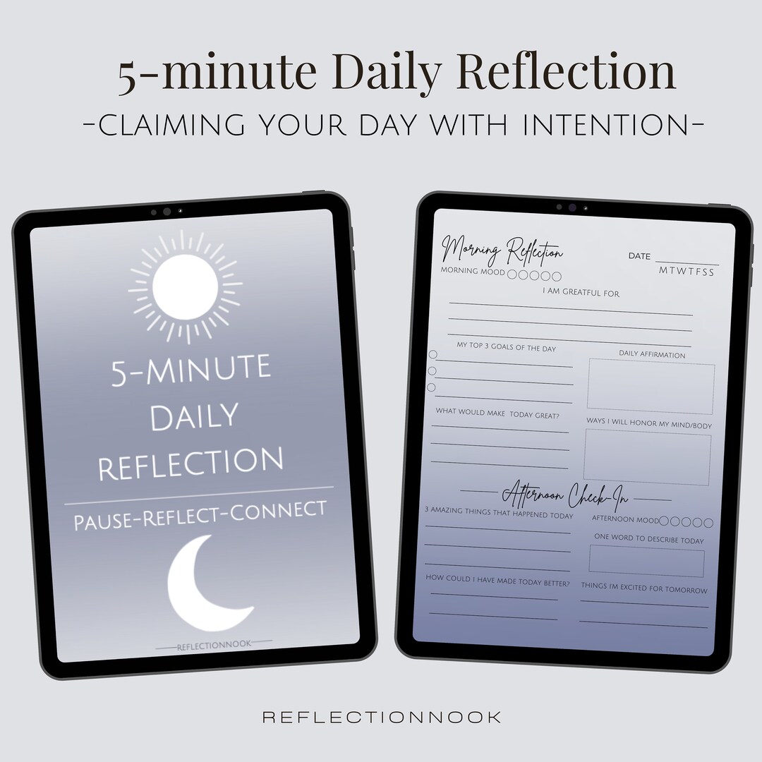 5-minute Daily Reflection Journal: Morning & Night Check-in (digital ...
