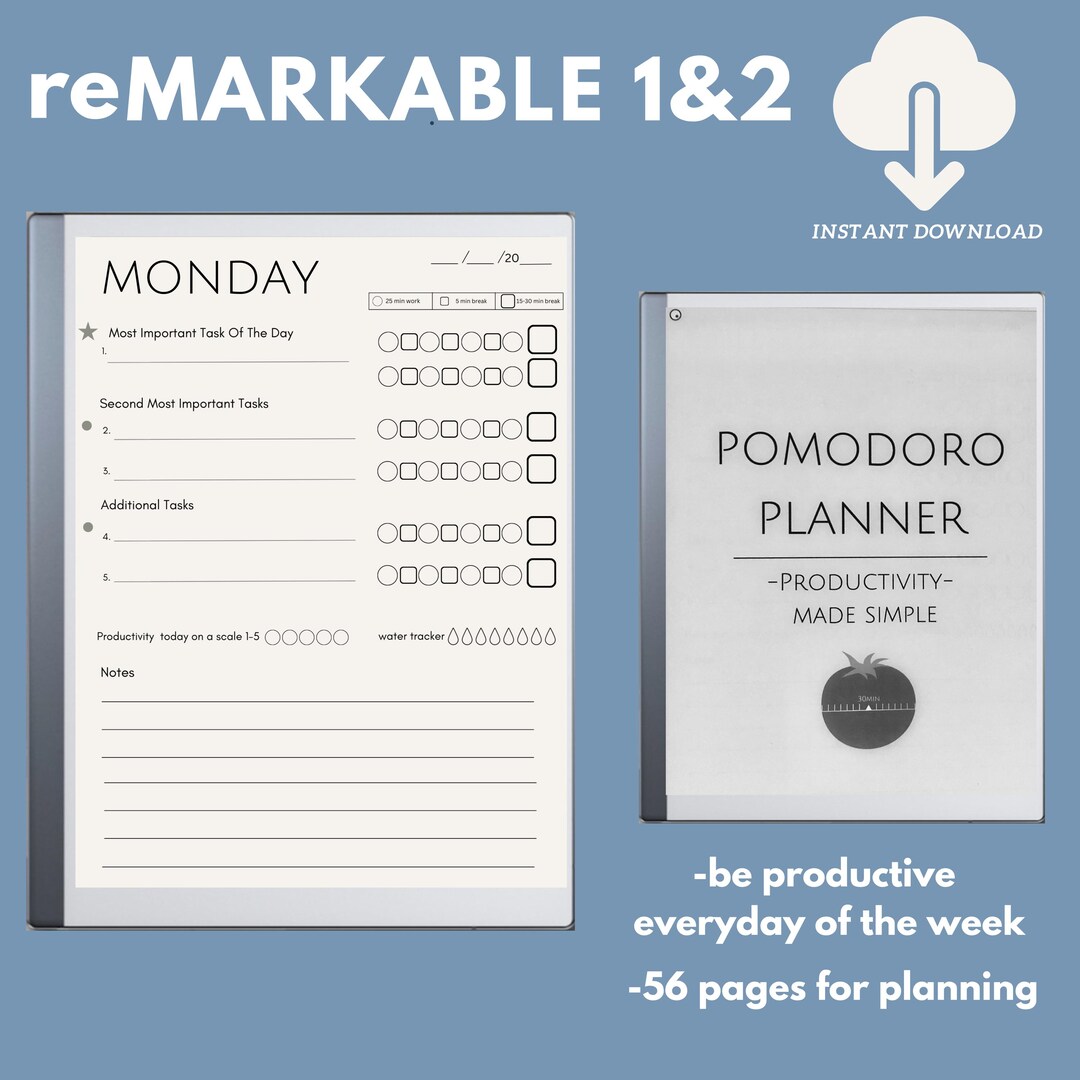 Remarkable 2 Pomodoro Planner: Study & Time Tracker (PDF) - Etsy