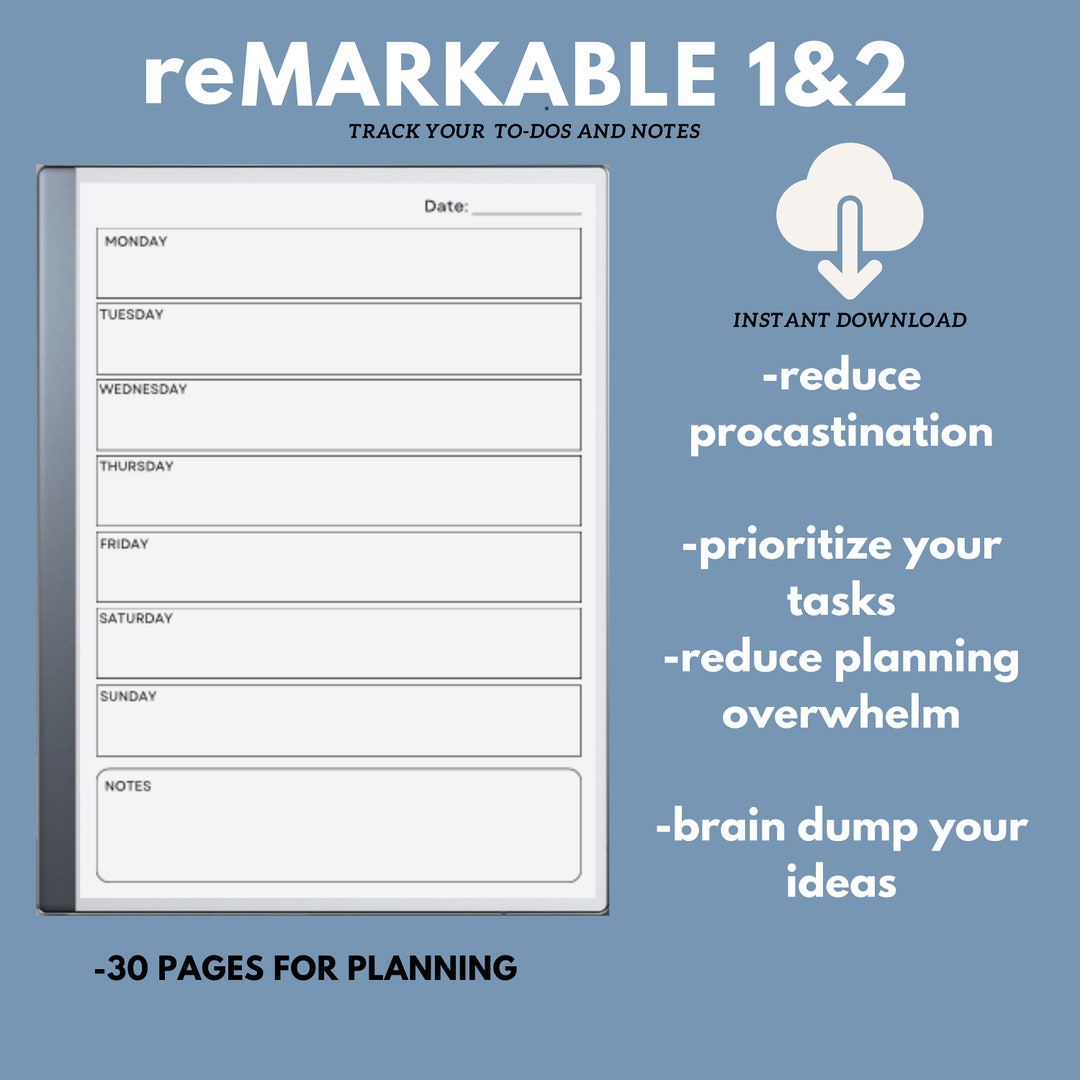 Remarkable 2 TO DO List Template | Remarkable 2 Minimalist Planner ...