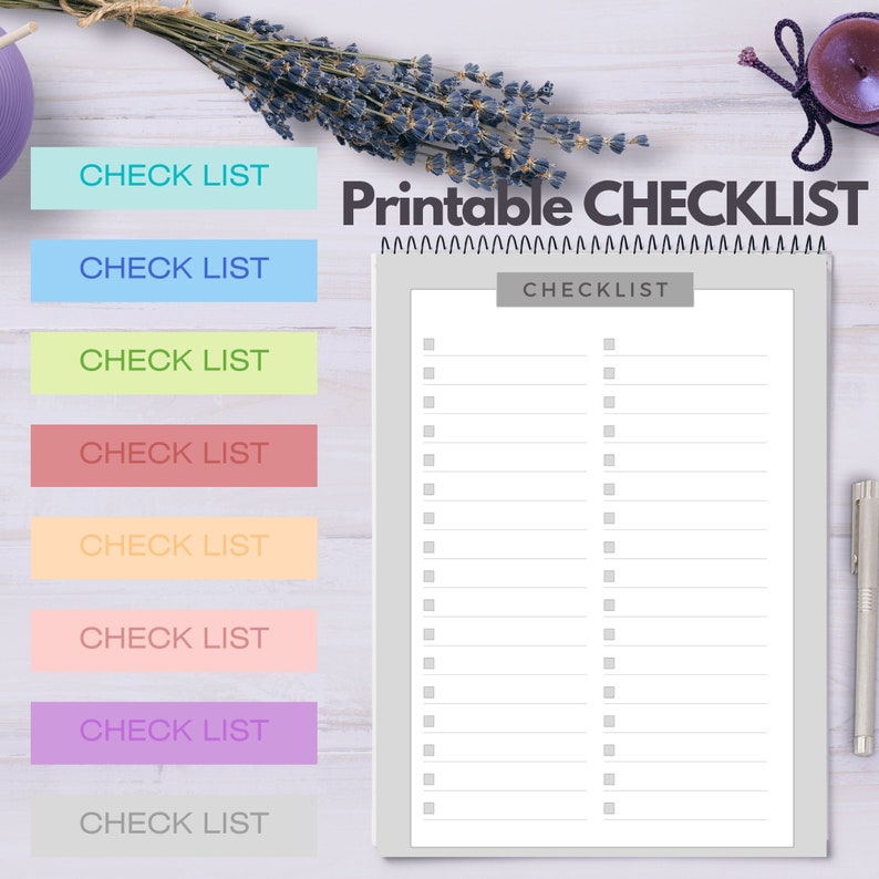 Printable Check List Daily Weekly Checklist Pdf Planner - Etsy