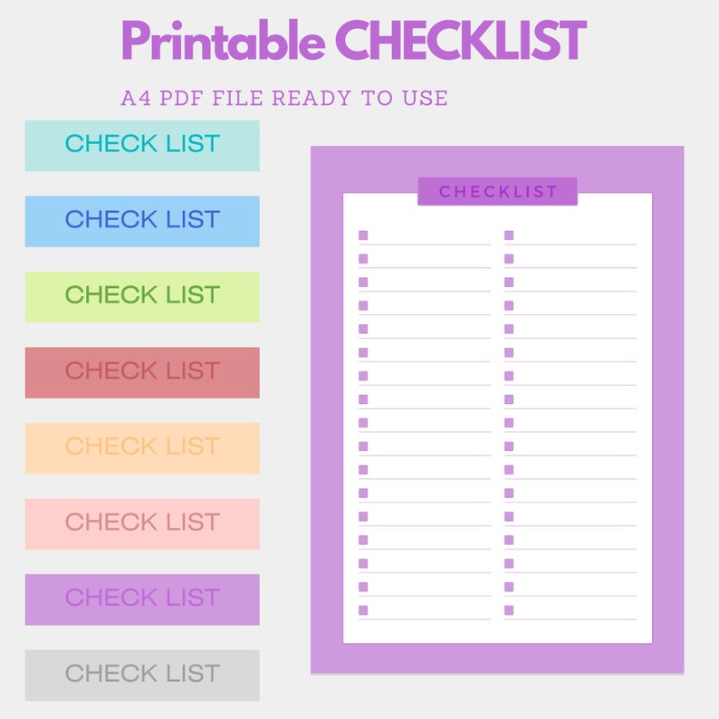 Printable Check List Daily Weekly Checklist Pdf Planner - Etsy