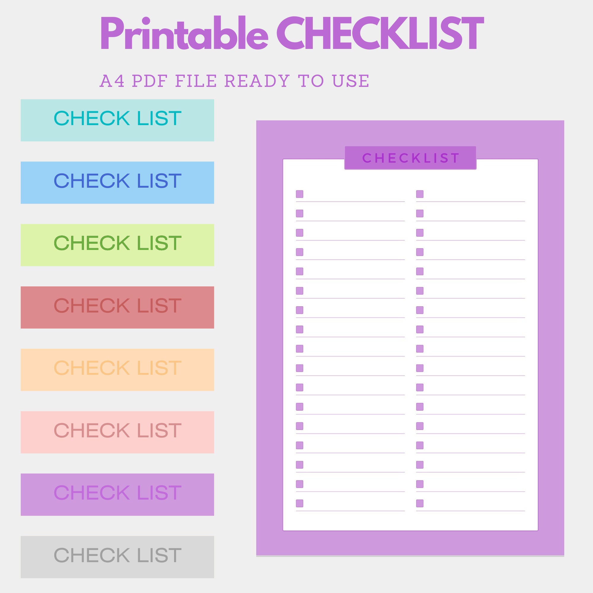 Printable Check List | Daily, Weekly Checklist Pdf Planner | A4 Print ...