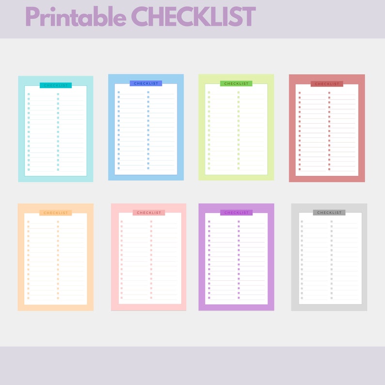 Printable Check List | Daily, Weekly Checklist Pdf Planner | A4 Print ...