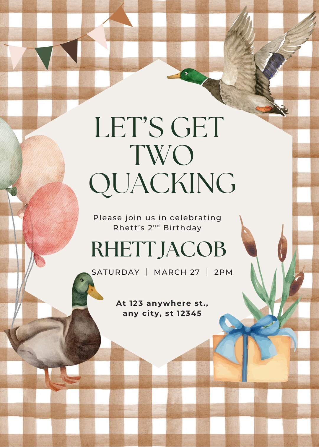 Duck 2nd Birthday Invitation: Rustic Farm Theme (digital Download) - Etsy