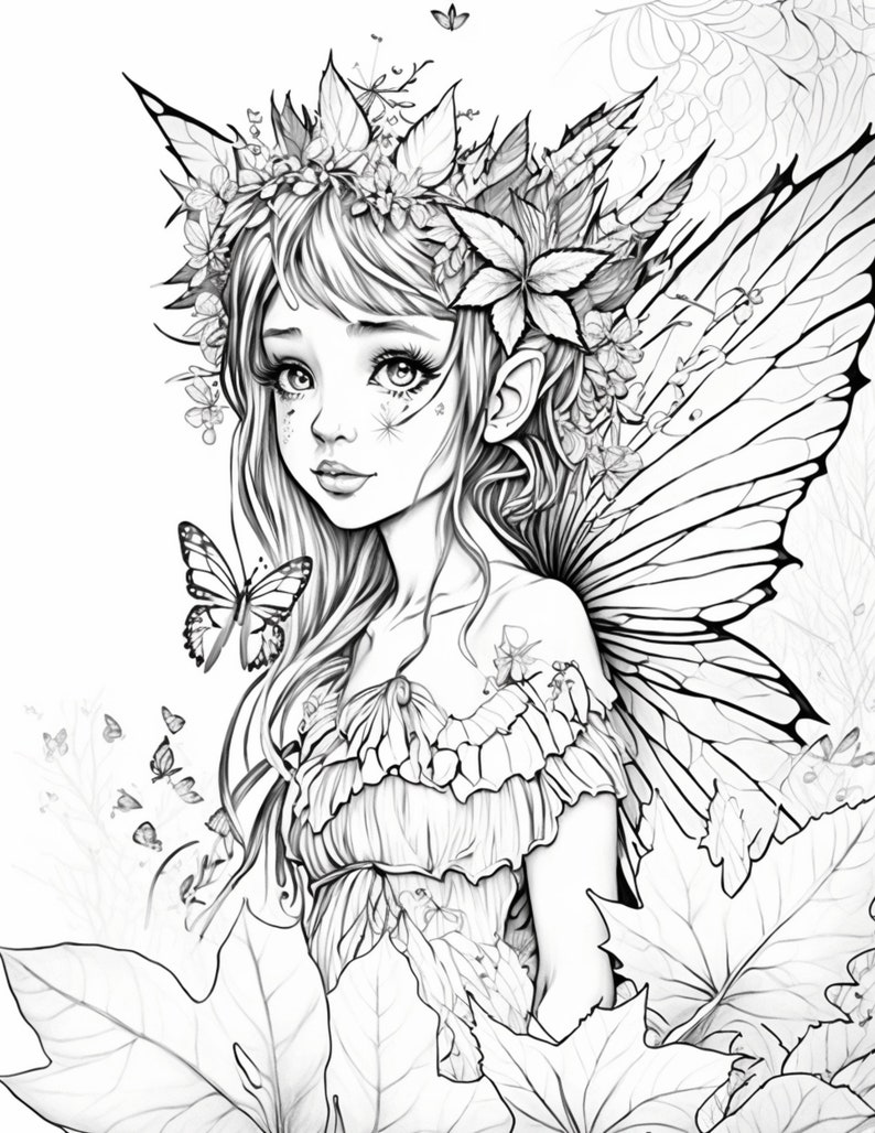 Forest Fairies Coloring Book 30 Digital Coloring Pages: - Etsy