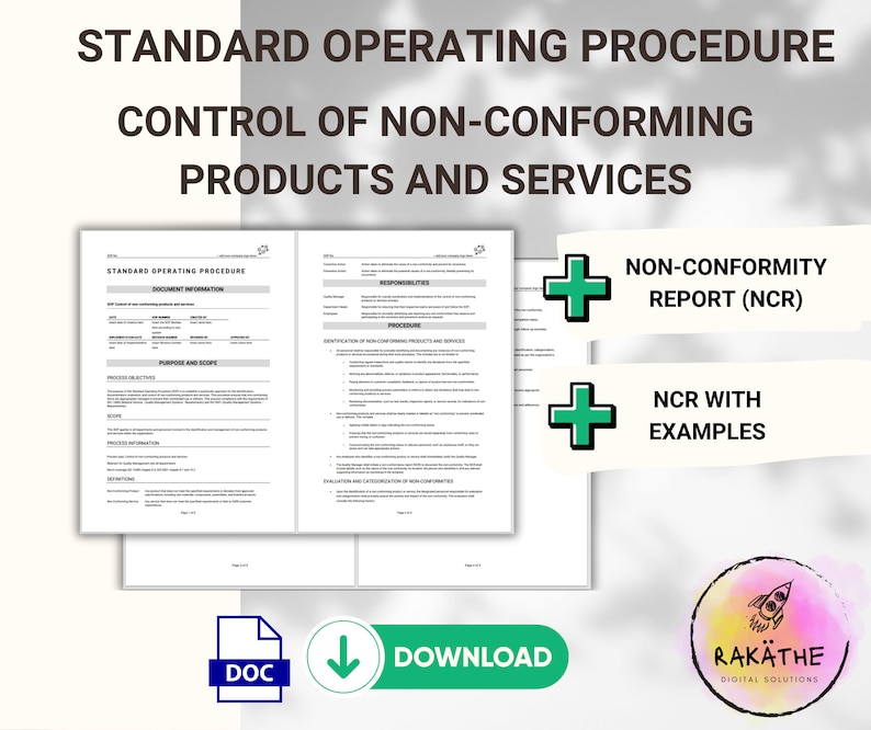 Standard Operating Procedure Control of Non-conforming Products I SOP I ...
