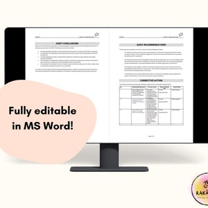 Internal Audit Report Template, ISO9001, Editable MS Word (digital ...