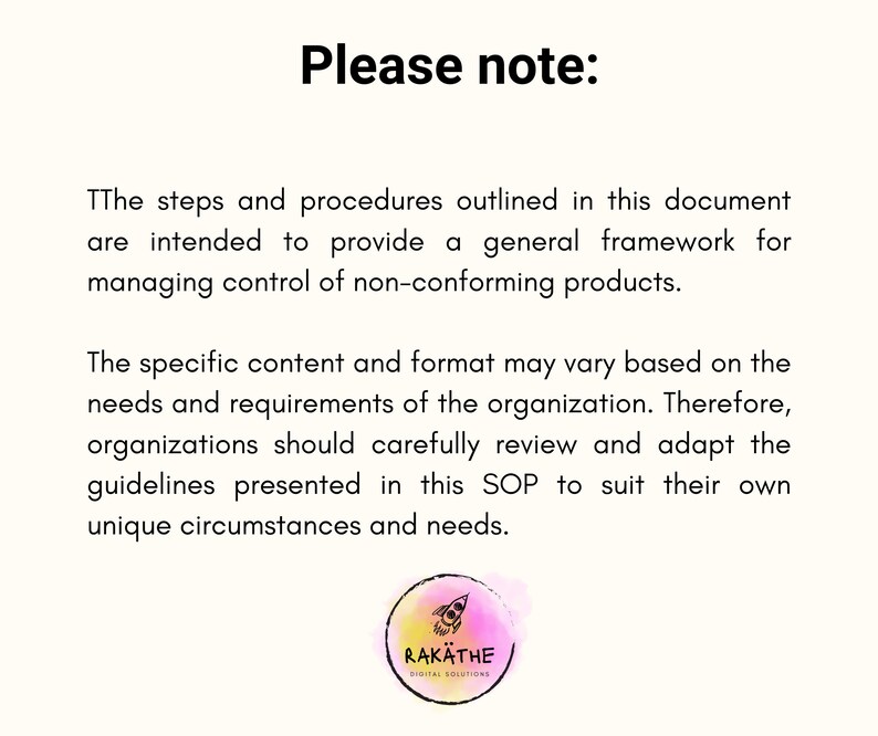 Standard Operating Procedure Control of Non-conforming Products I SOP I ...