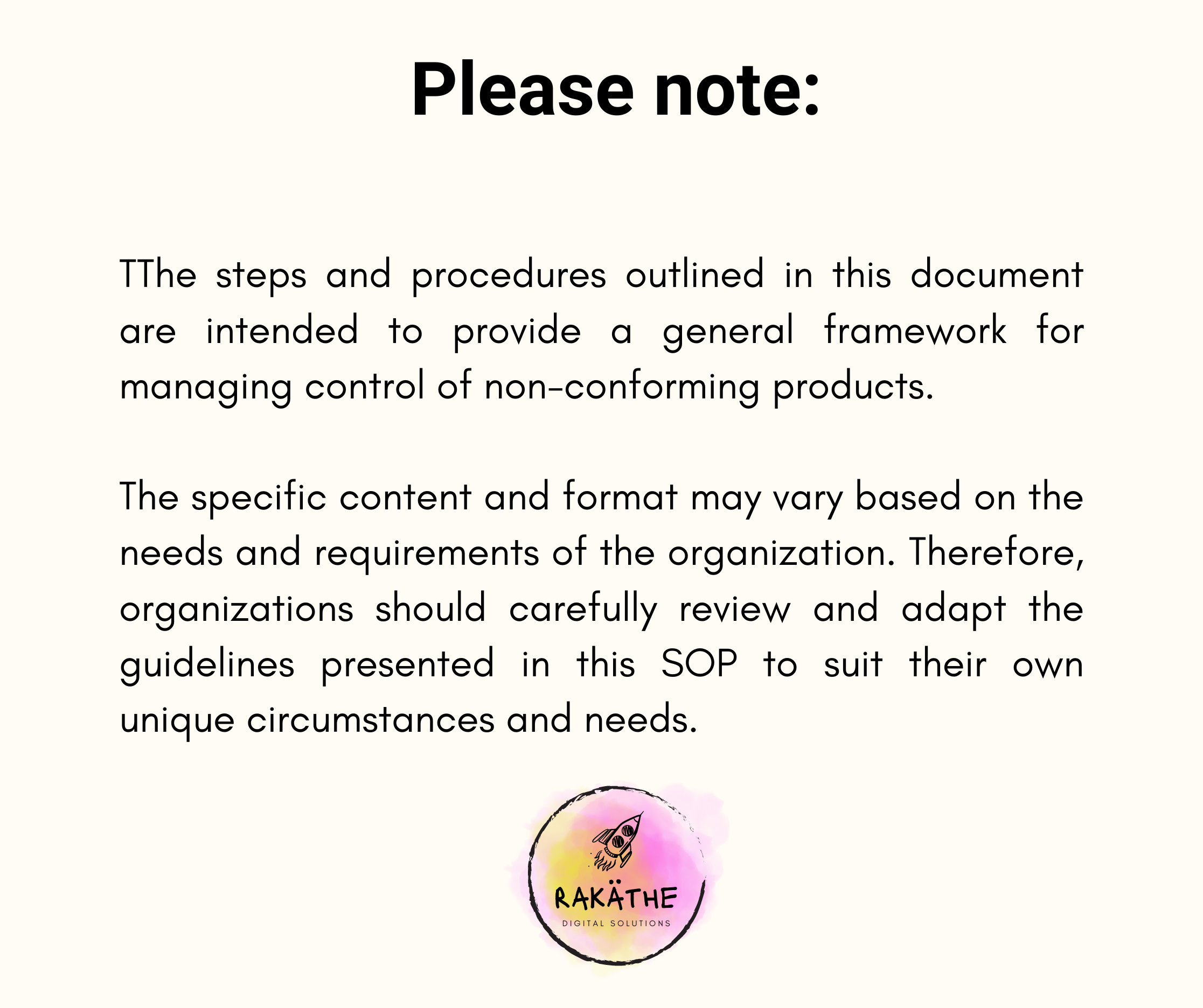 Standard Operating Procedure Control of Non-conforming Products I SOP I ...