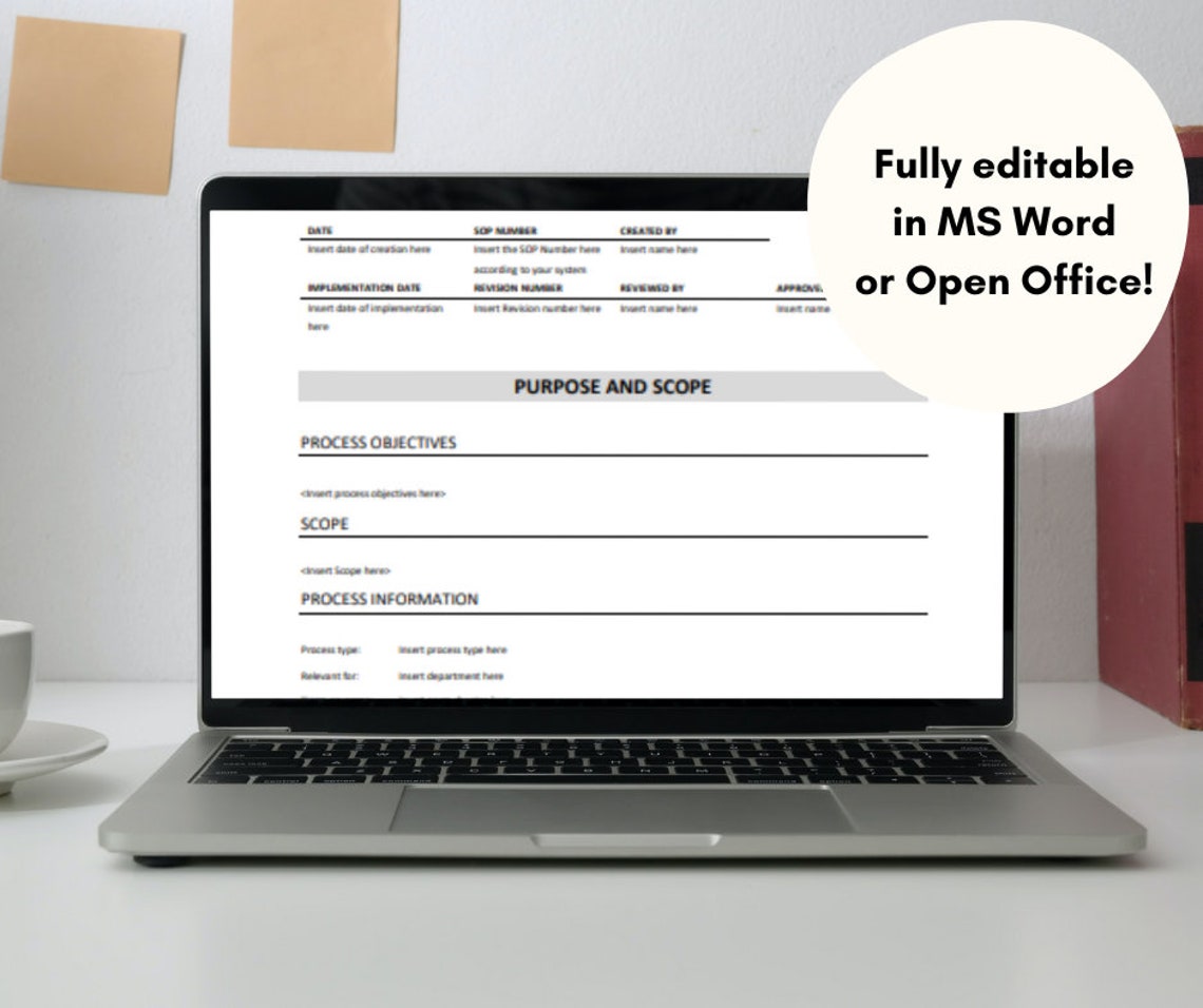 Standard Operating Procedure, SOP, Editable Word Template for Your ...