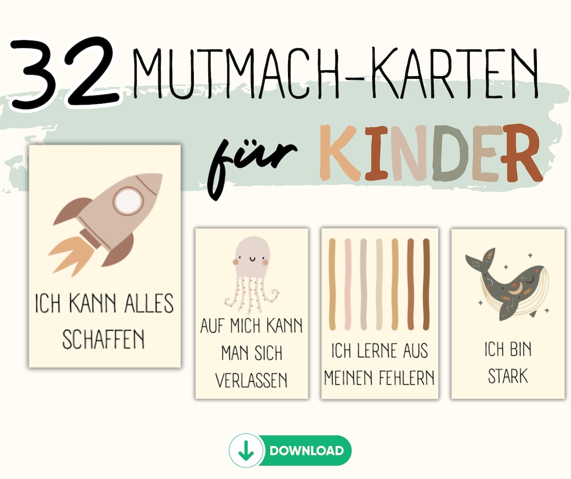 32 Mutmach-Karten für selbstbewusste Kinder zum Ausdrucken I ...