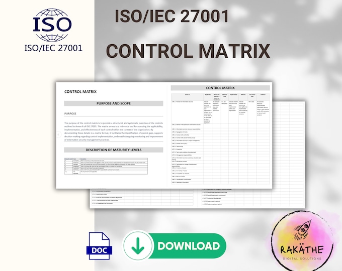 ISO/IEC 27001 Control Matrix Template I strukturierter und ...